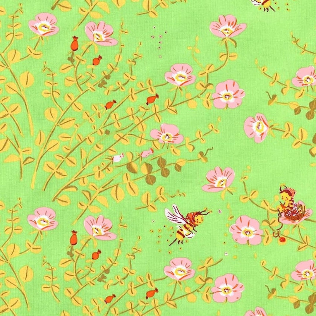 Nanny Bee | Heather Ross | 20th Anniversary | Windham | Cotton | Green ...
