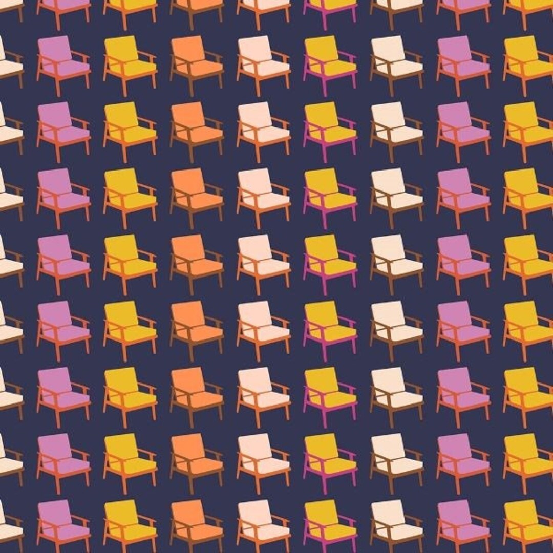 Butterscotch | Figo | Retro Chairs | OOP | Navy | HTF | Sewing | Fabric ...