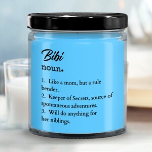 Bibi Aunt Definition Candle, Aunt Gifts, Funny Aunt Auntie Gifts, Aunt ...