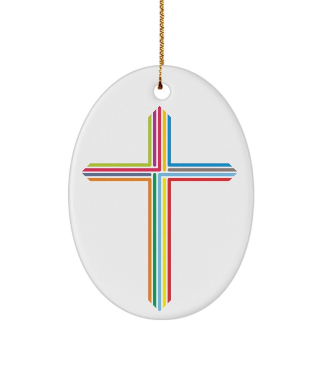 Cross Ornament for Car, Rainbow Cross Pendant, Religious Gift Cross ...