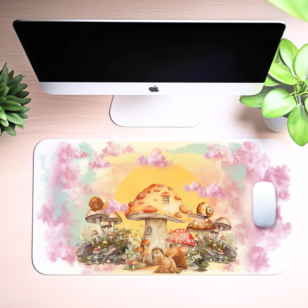 Mushroom Desk Mat Cozy Girl Aesthetic Desk Set up Mushroomcore Decor ...