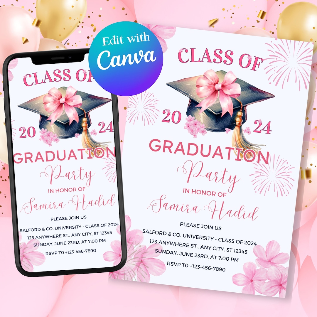 Graduation Party Invitation 2024 Grad Invite Digital Coquette ...