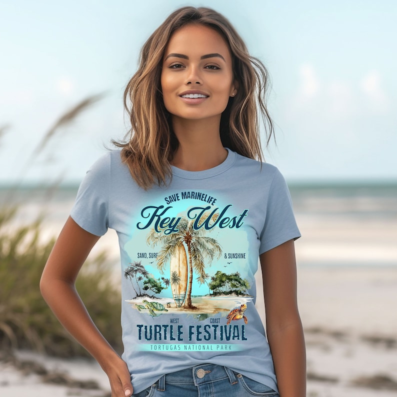 Key West Summer Shirt, Florida Tshirt, Trendy Beach Shirt, Sea Turtle ...