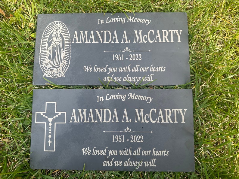 Memorial Stone Gray Slate for Mom Dad, Personalized in Loving Memory ...