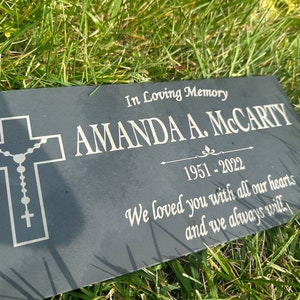 Memorial Stone Gray Slate for Mom Dad, Personalized in Loving Memory Memorial Stone, Engraved ...