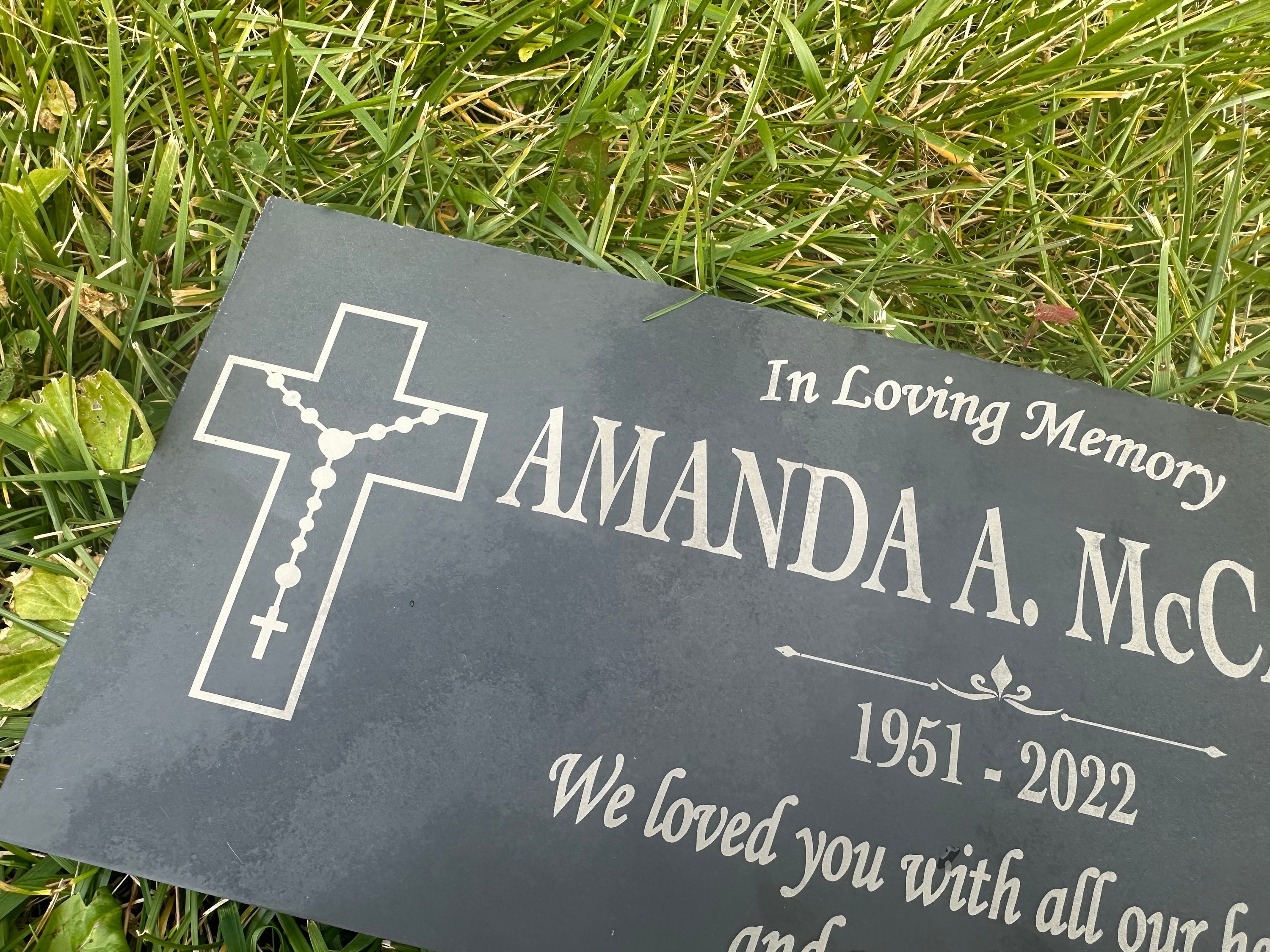 Memorial Stone Gray Slate for Mom Dad, Personalized in Loving Memory ...