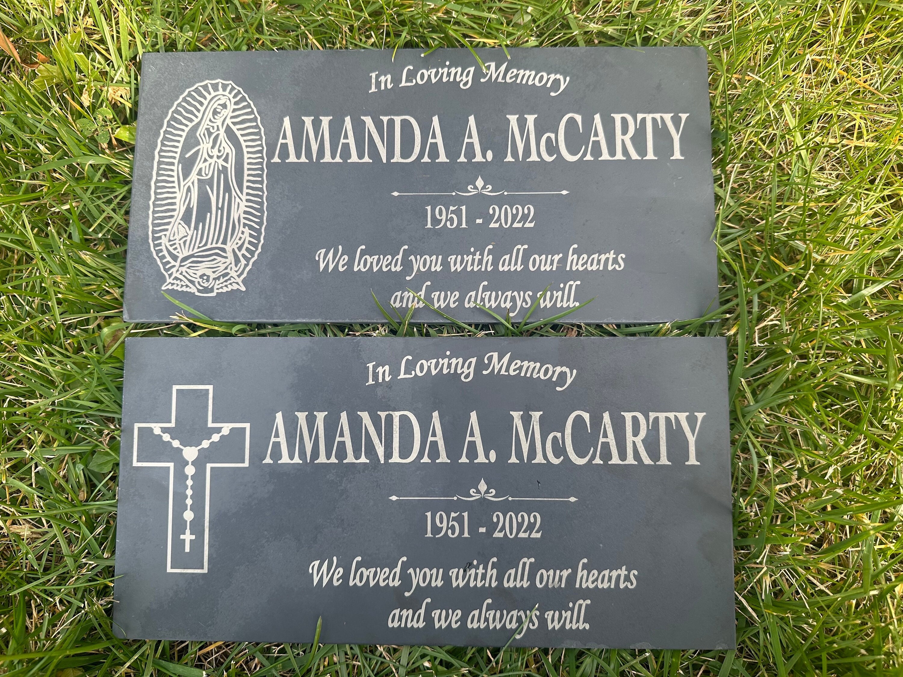 Memorial Stone Gray Slate for Mom Dad, Personalized in Loving Memory ...