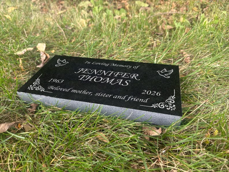 Customized Memorial Black Granite Stone, Personalized Garden Indoor ...