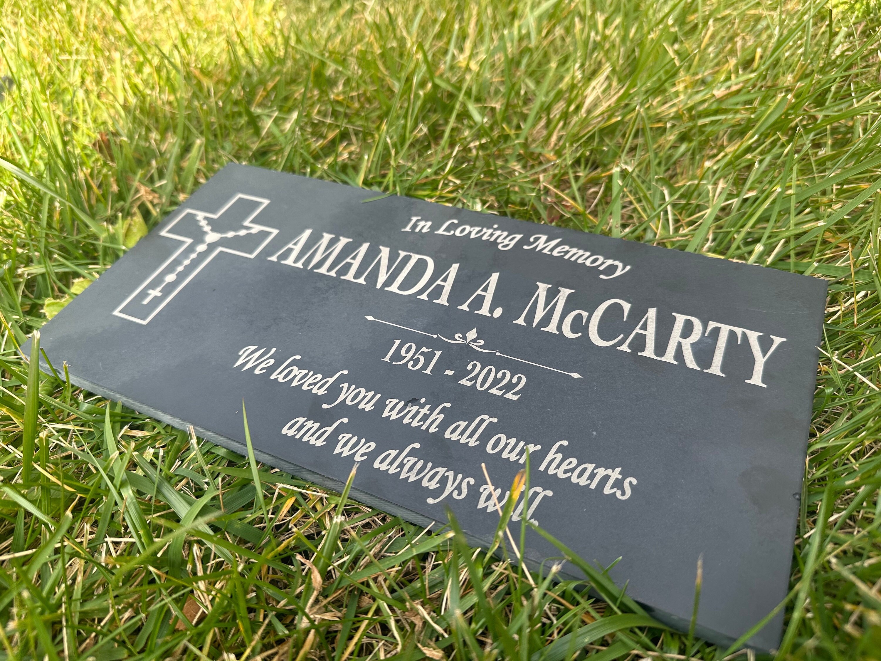 Memorial Stone Gray Slate for Mom Dad, Personalized in Loving Memory ...
