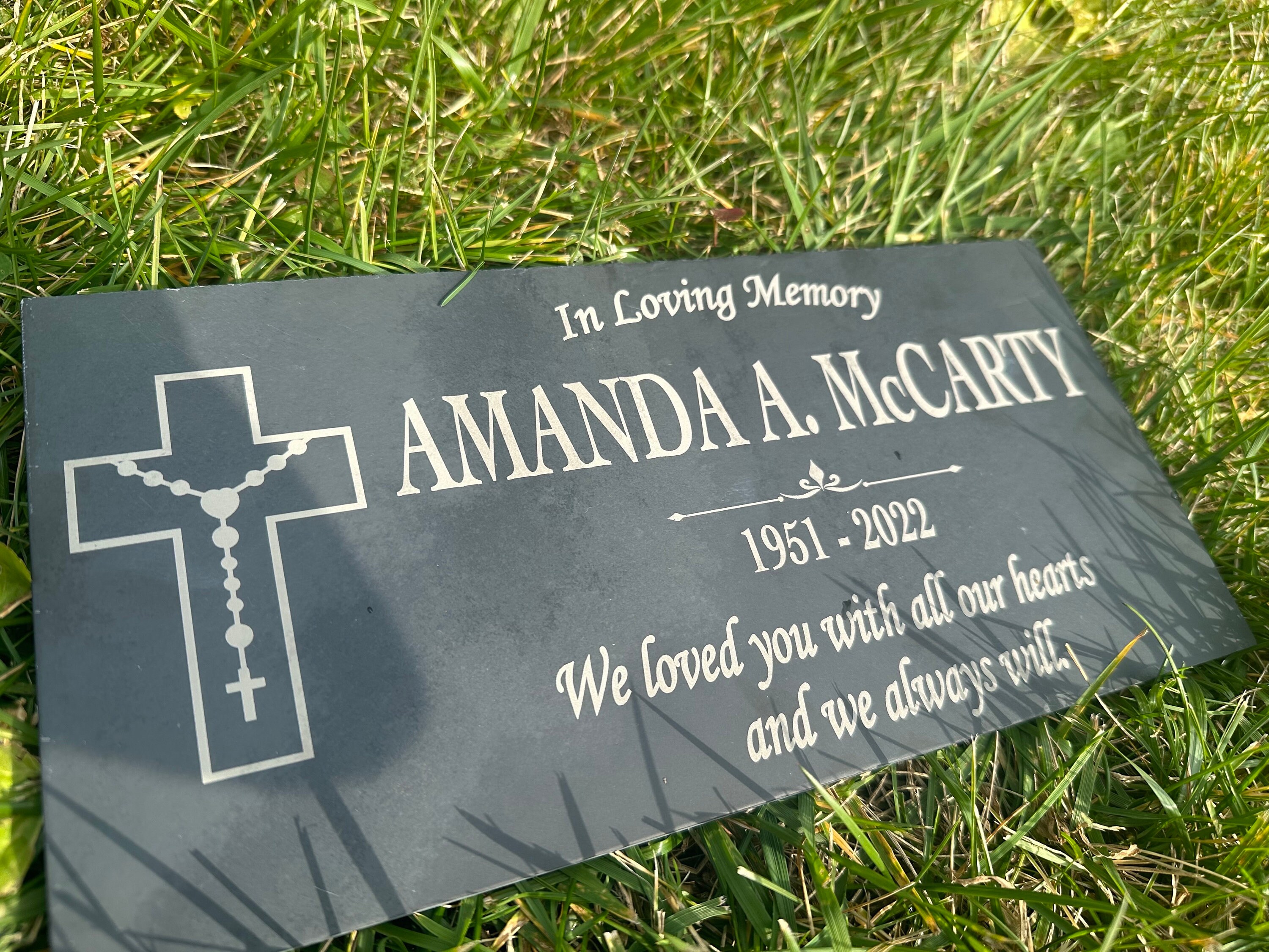 Memorial Stone Gray Slate for Mom Dad, Personalized in Loving Memory ...