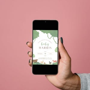 Baby Shower Invitation Woodland Animals Forest Themed Wildlife Nature ...