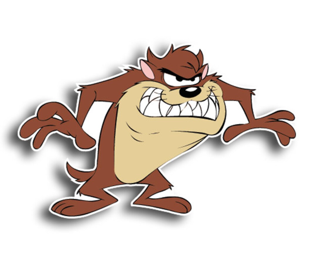 Taz Growling Looney Tunes Vinyl Sticker Tasmanian devil Looney Tunes ...