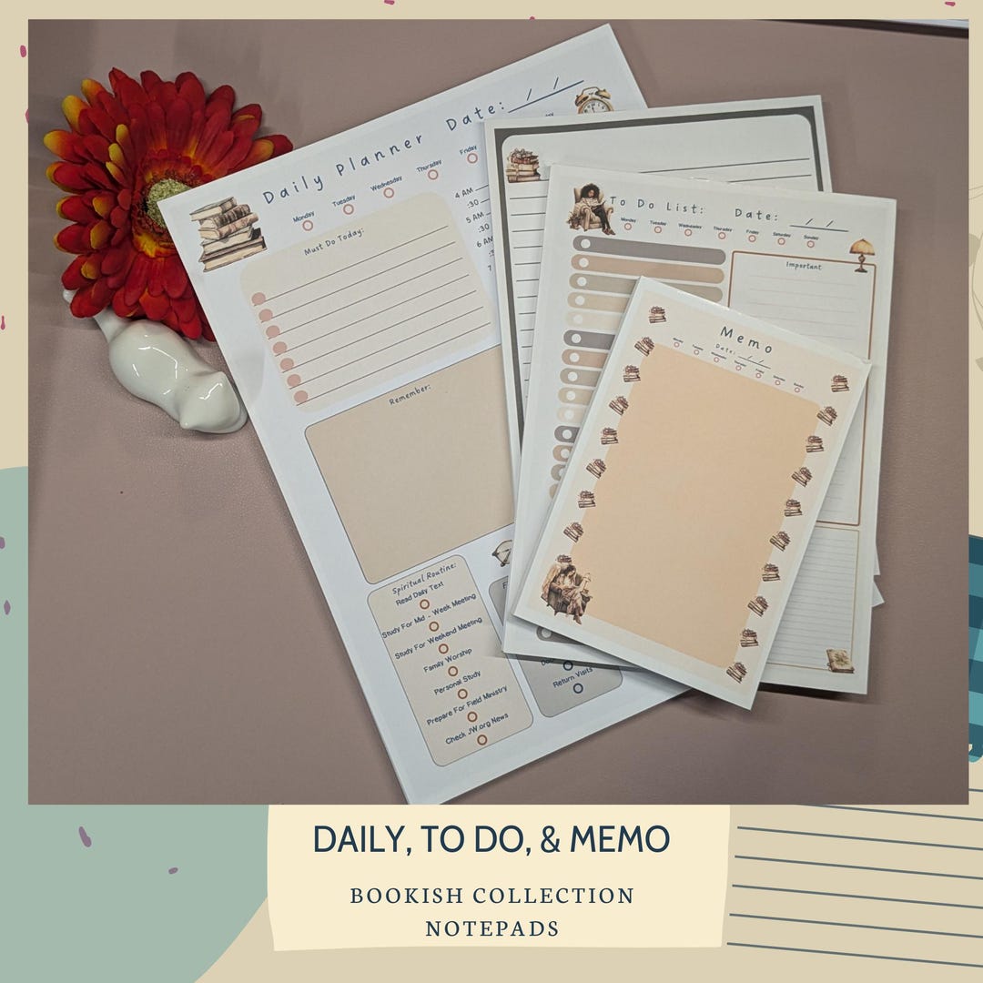 Daily Planner, to Do List, and Memo Notepads, Handmade Notepads, Handmade Gifts, Jehovah Witness ...