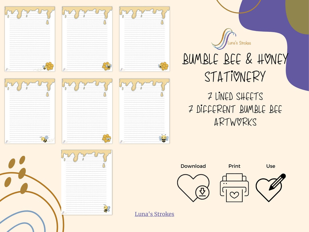 Printable Stationery, Bumble Bee and Honey, Cute Kawaii Bumble Bee ...