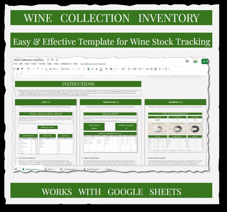 Wine Collection Inventory Template | Wine Variety, Country and Vintage ...