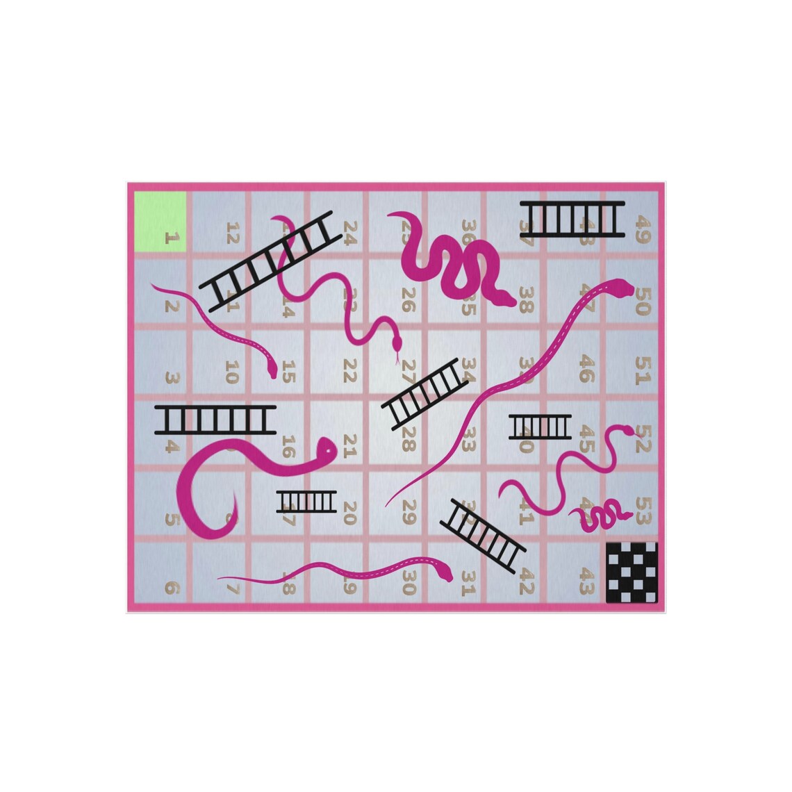 Interactive Snakes and Ladders Family Fun Game Rug in Pink - Etsy