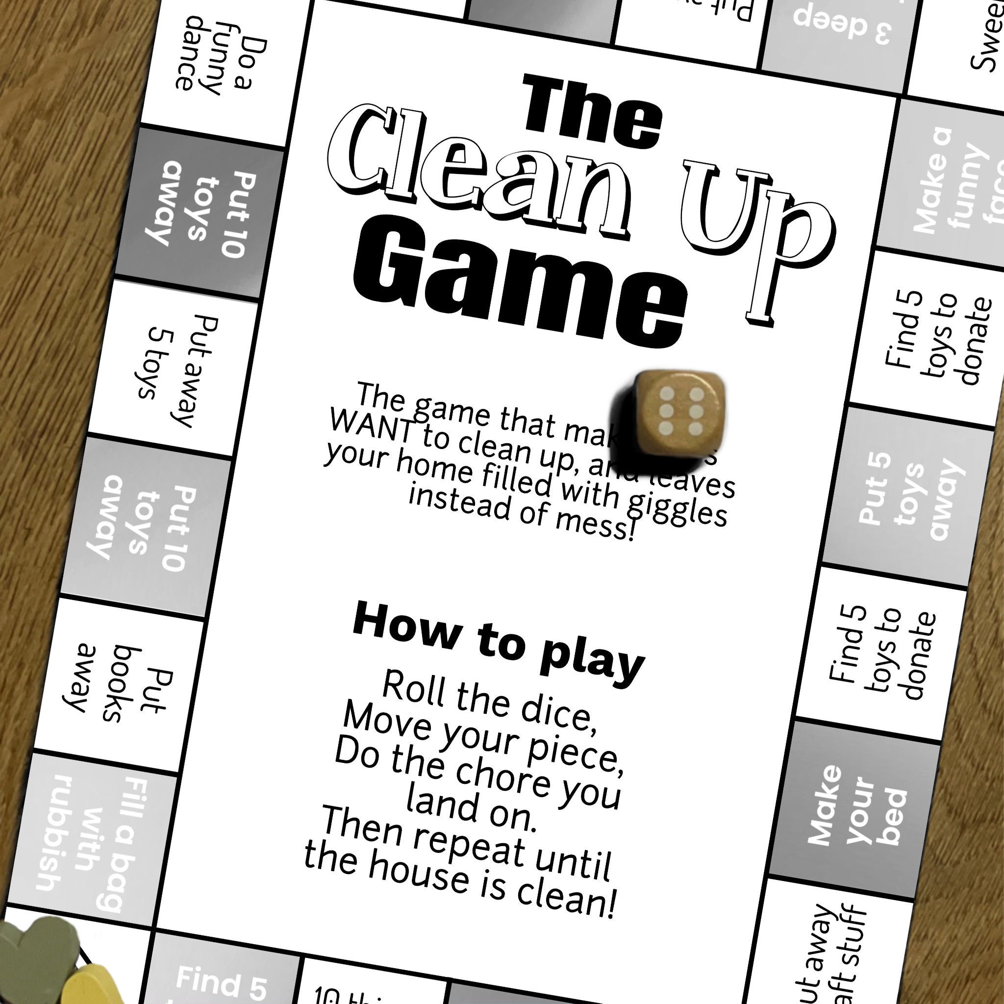 Kids Clean up Board Game - Printable Download Chore Activity Perfect ...