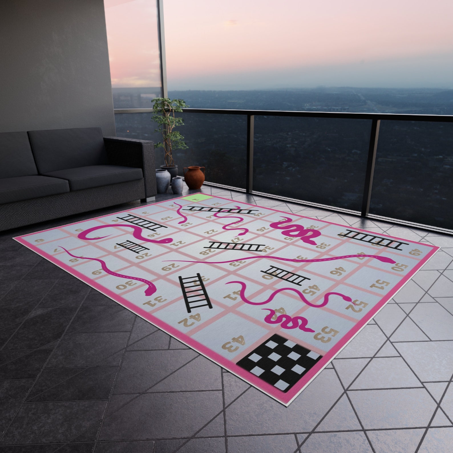 Interactive Snakes and Ladders Family Fun Game Rug in Pink - Etsy