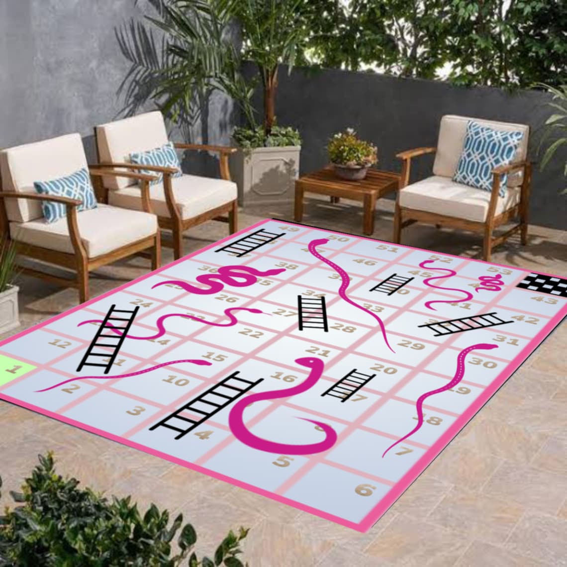 Interactive Snakes and Ladders Family Fun Game Rug in Pink - Etsy