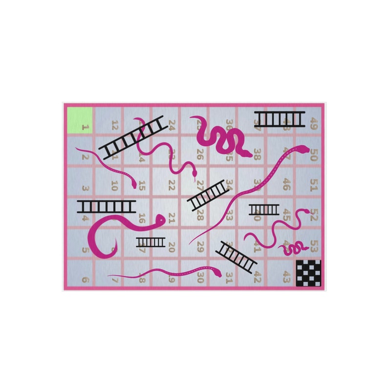 Interactive Snakes and Ladders Family Fun Game Rug in Pink - Etsy