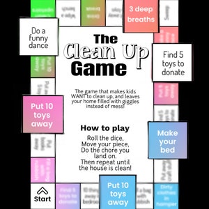 Kids Clean up Board Game - Printable Download Chore Activity Perfect ...
