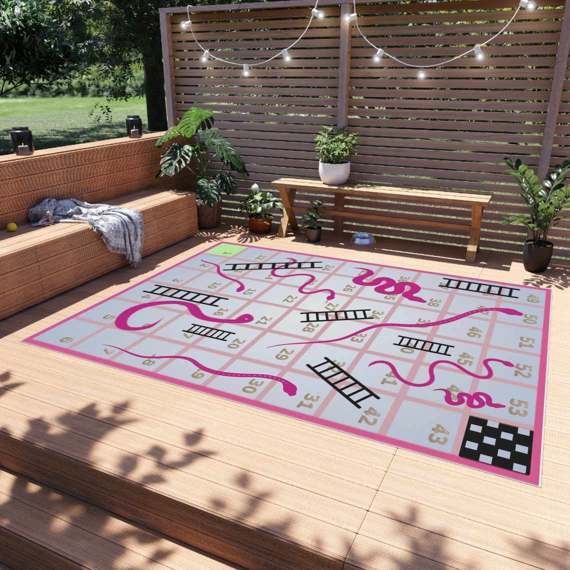 Interactive Snakes and Ladders Family Fun Game Rug in Pink - Etsy