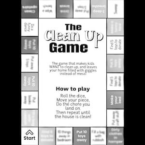 Kids Clean up Board Game - Printable Download Chore Activity Perfect ...