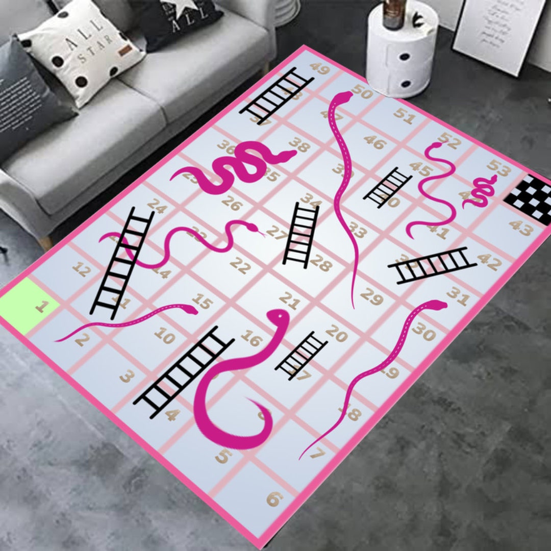 Interactive Snakes and Ladders Family Fun Game Rug in Pink - Etsy