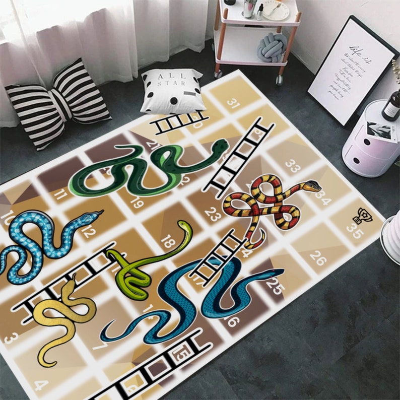 Giant Snakes and Ladders. Life-size Board Game Area Rug. Best Family ...