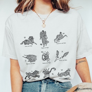 Zodiac Signs Shirt Horoscope T Shirt for Women Trendy Graphic Tee ...