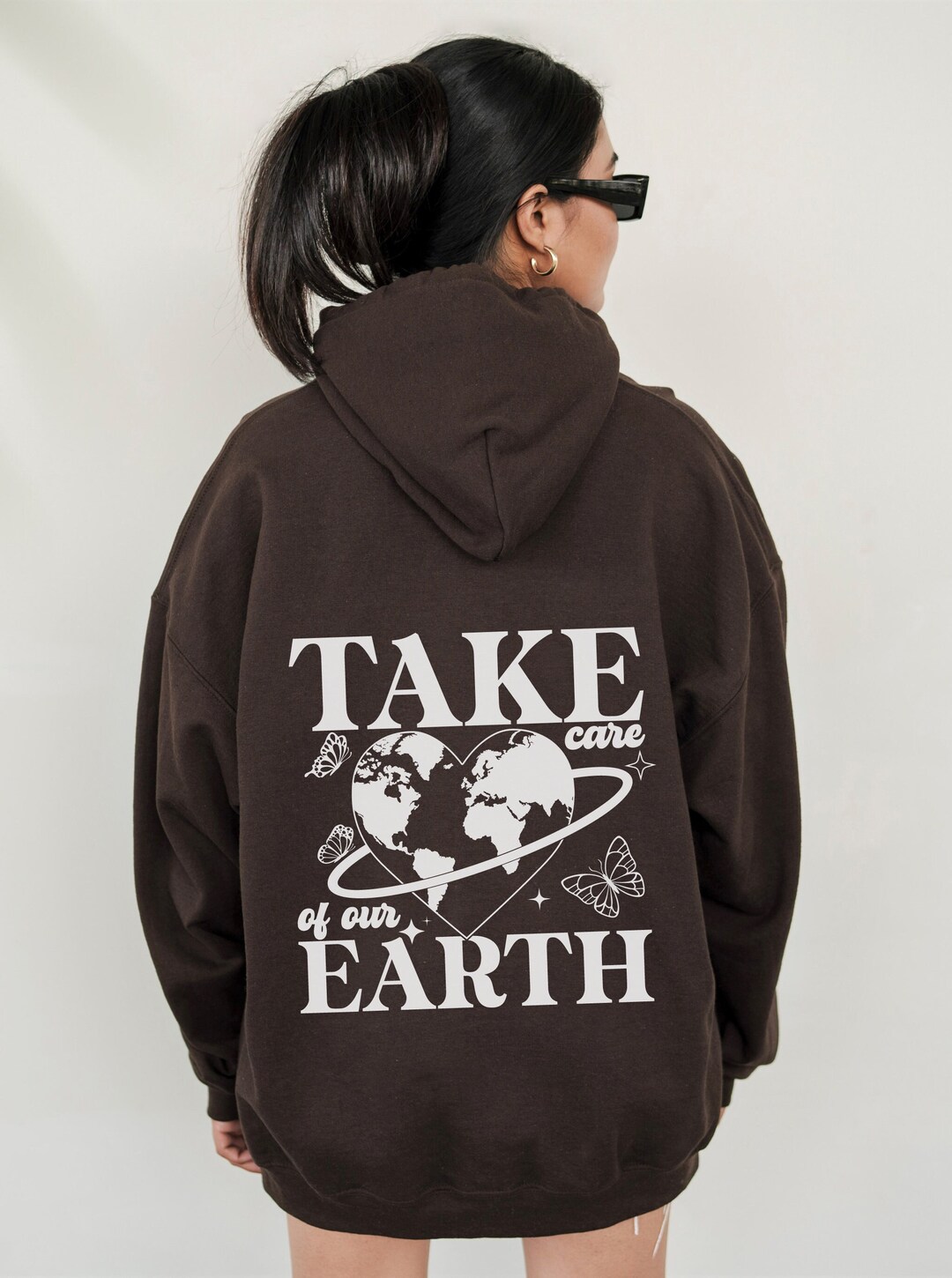 Earth Day Oversized Hoodie: Take Care of Our Earth, Trendy Sweatshirt ...