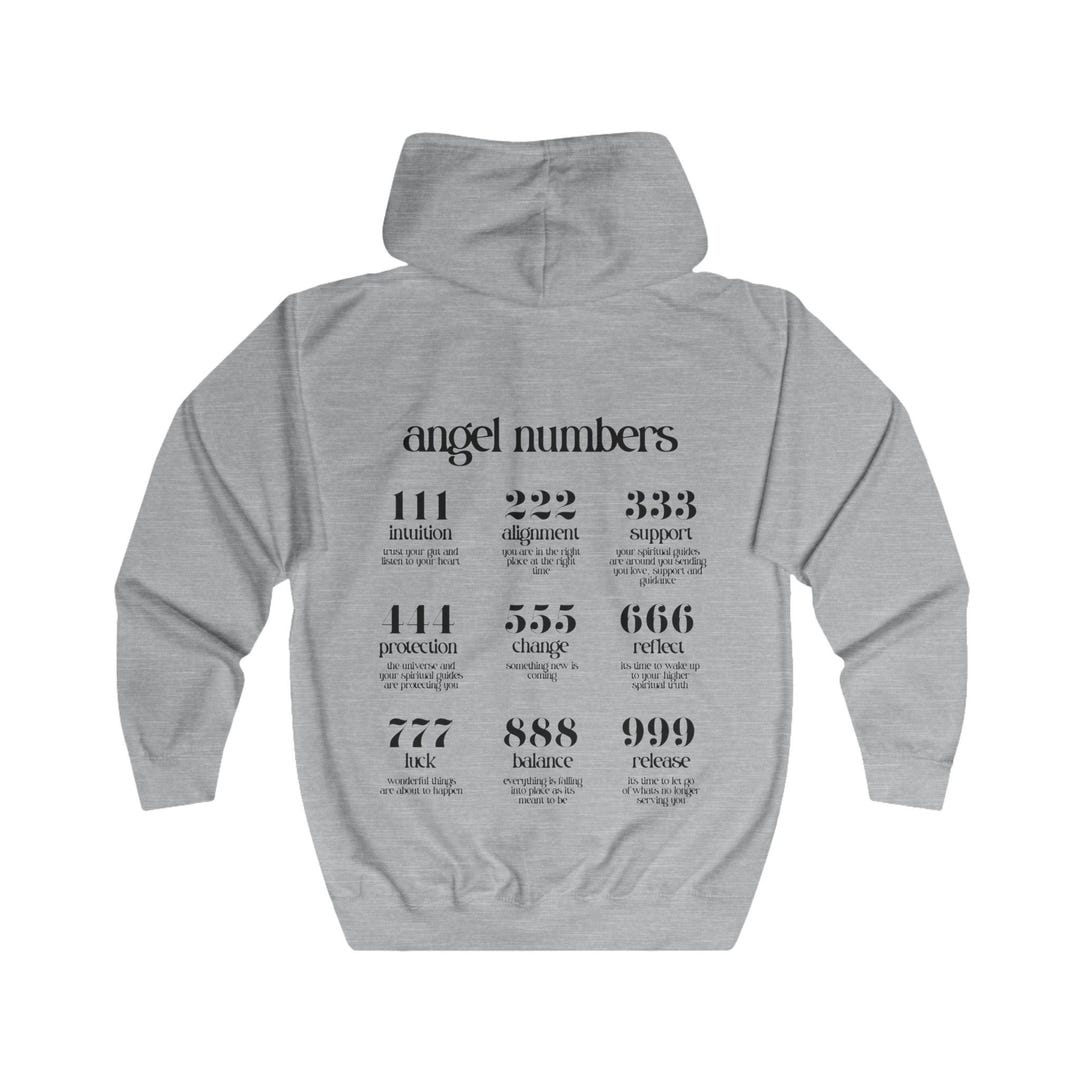 Angel Number Full Zip Hoodie, Angel Numbers Mystical Sweatshirt, Y2k ...
