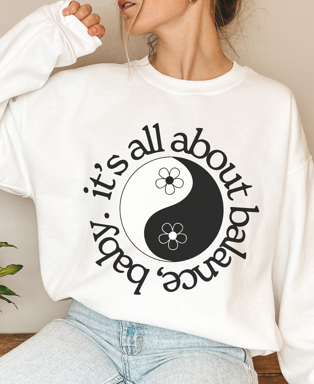 All About Balance-yin Yang Shirt-trendy Women-graphic Sweatshirt-unisex ...