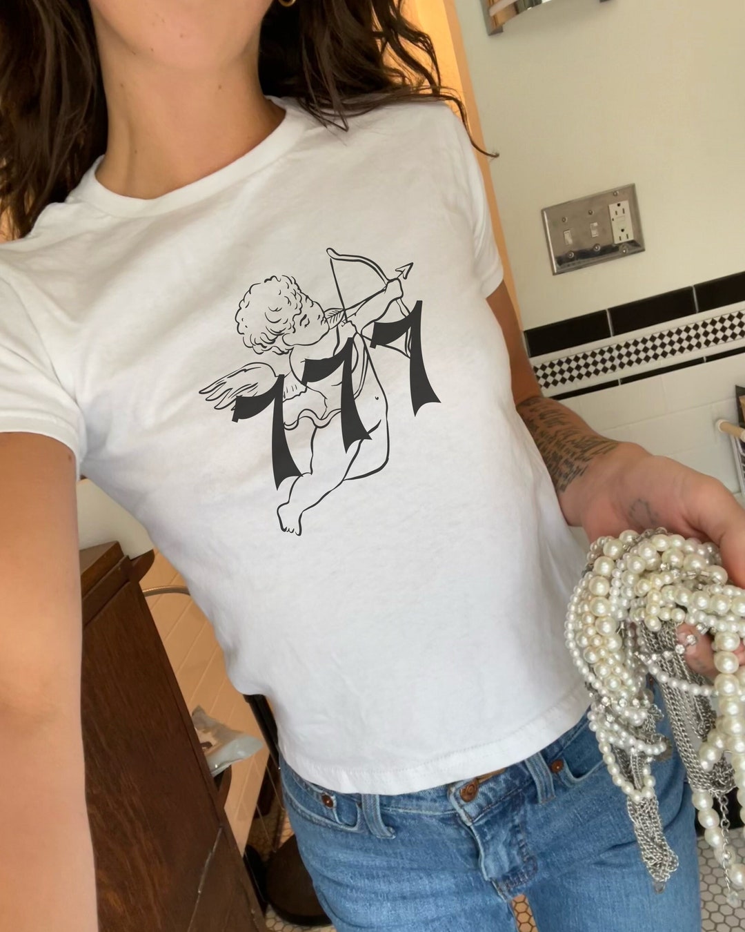 777 Angel Number Baby Tee for Women Trendy Top Y2K Aesthetic Y2K ...