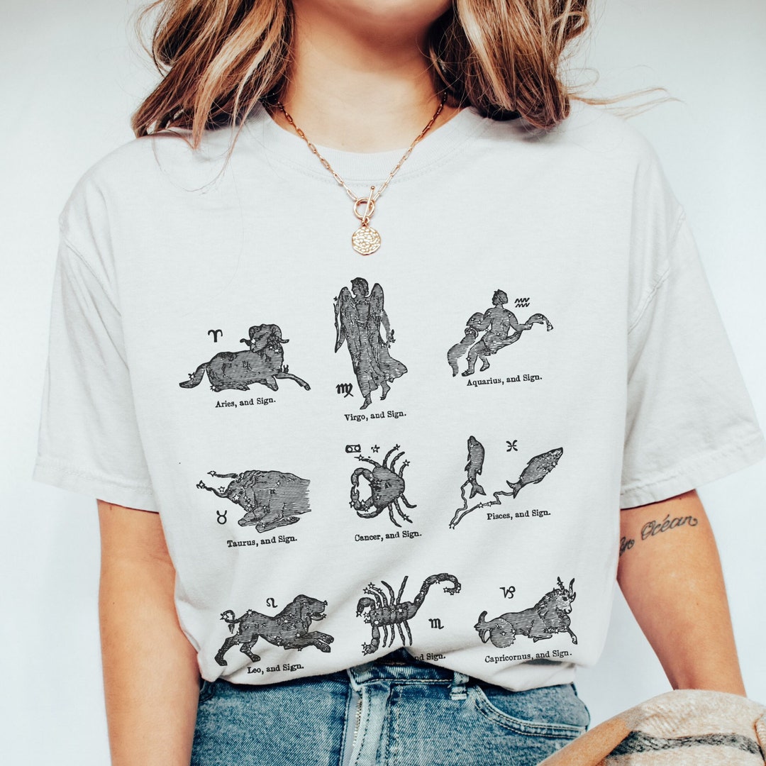 Zodiac Signs Shirt Horoscope T Shirt for Women Trendy Graphic Tee ...