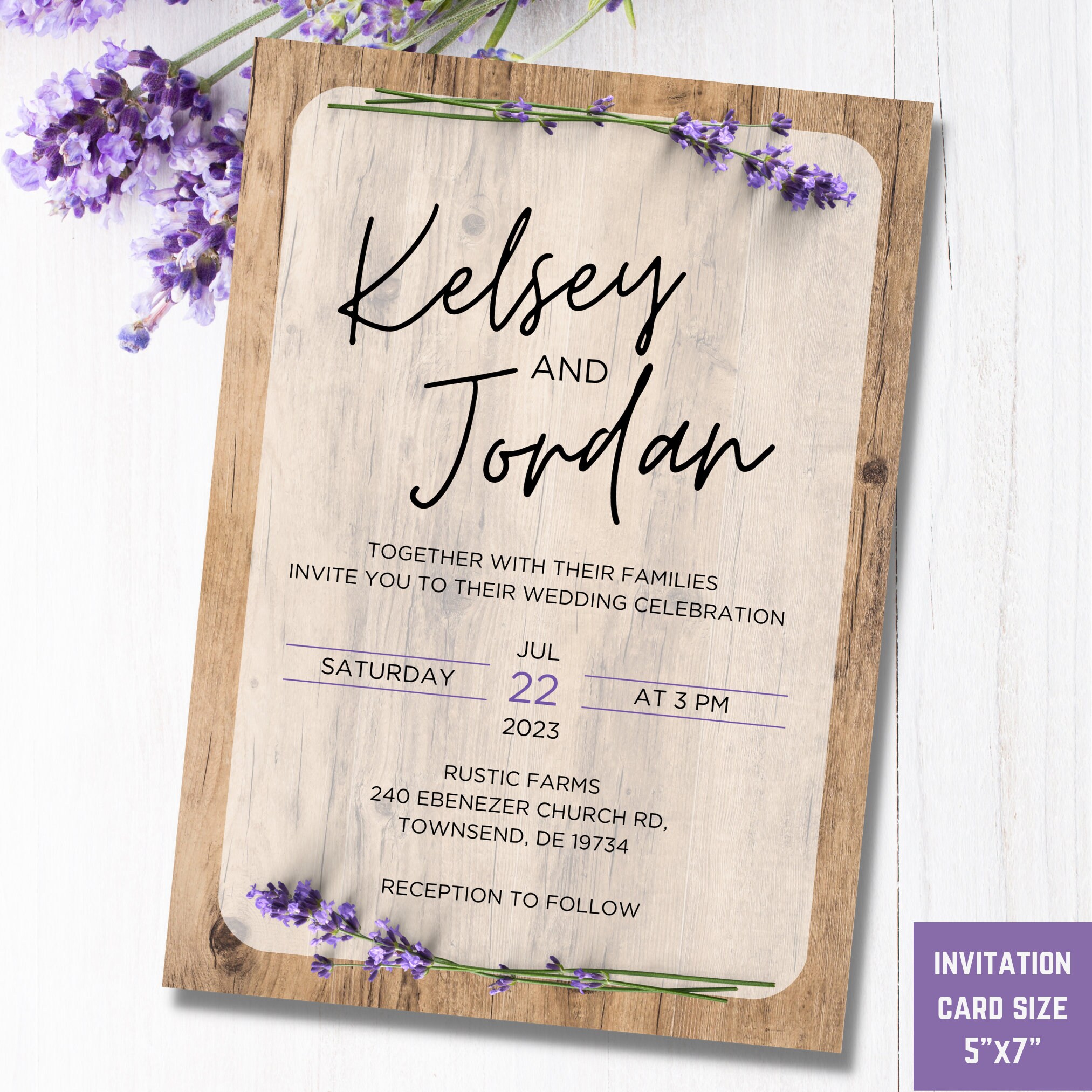 Rustic Lavender Wedding Invitation Template Barn Wedding Invitation ...