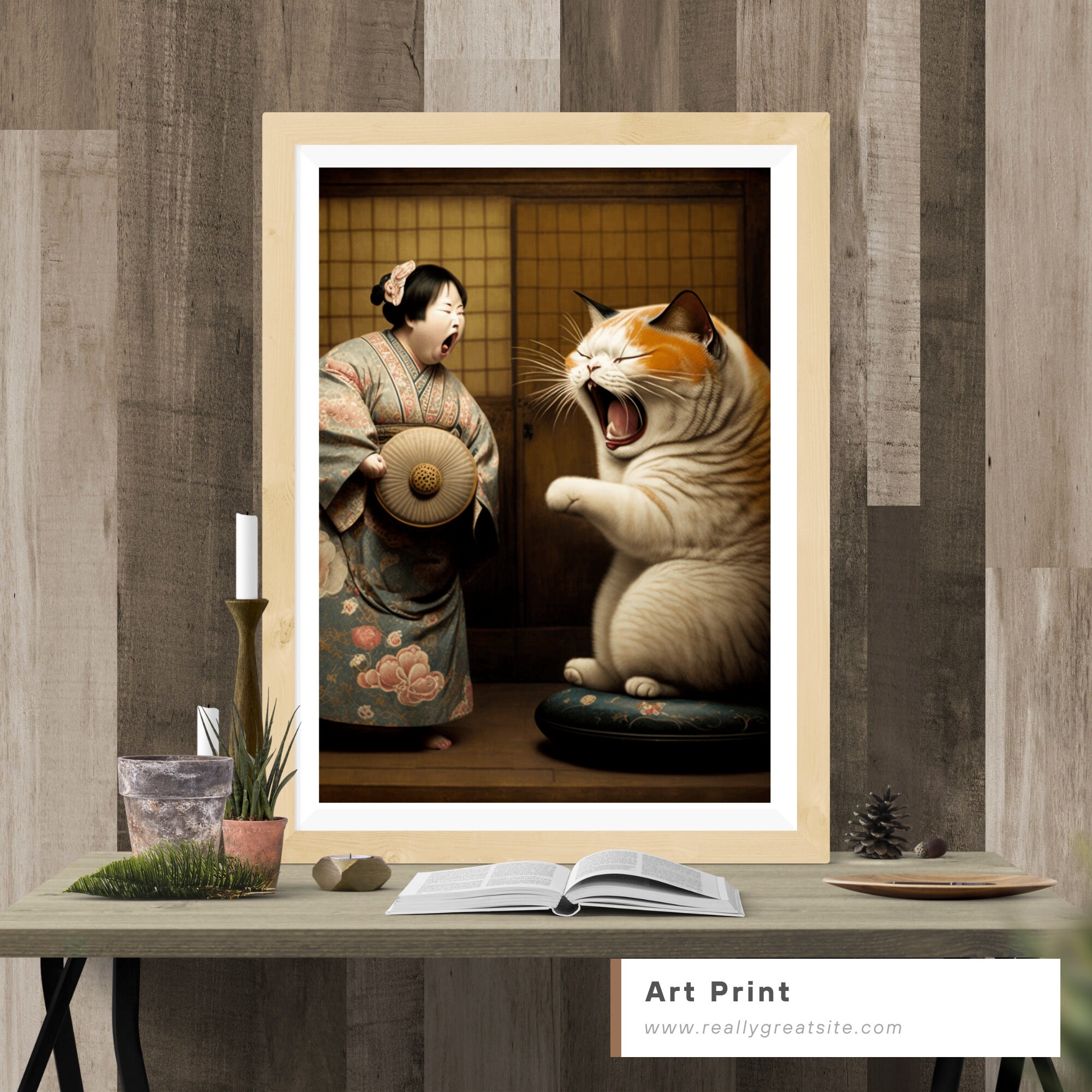 Ukiyo-e Cat Memes Opera Fat Cat Ukiyo-e Japanese Ukiyo Art - Etsy UK