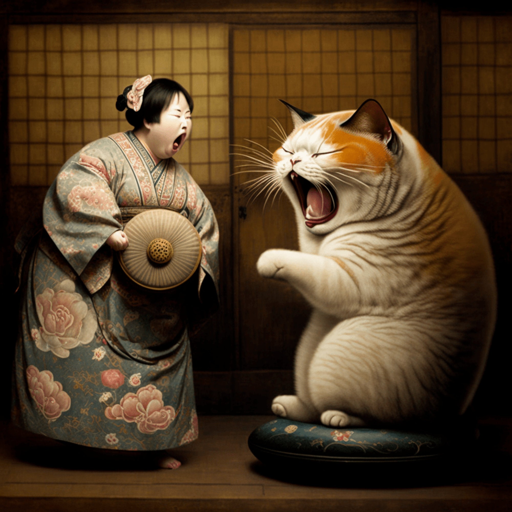 Ukiyo-e Cat Memes Opera Fat Cat Ukiyo-e Japanese Ukiyo Art - Etsy UK