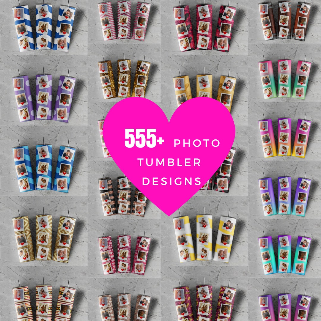 555 20 Oz Skinny Photo Tumbler Wrap Designs Pack, Pics Collage Tumbler Sublimation Designs ...