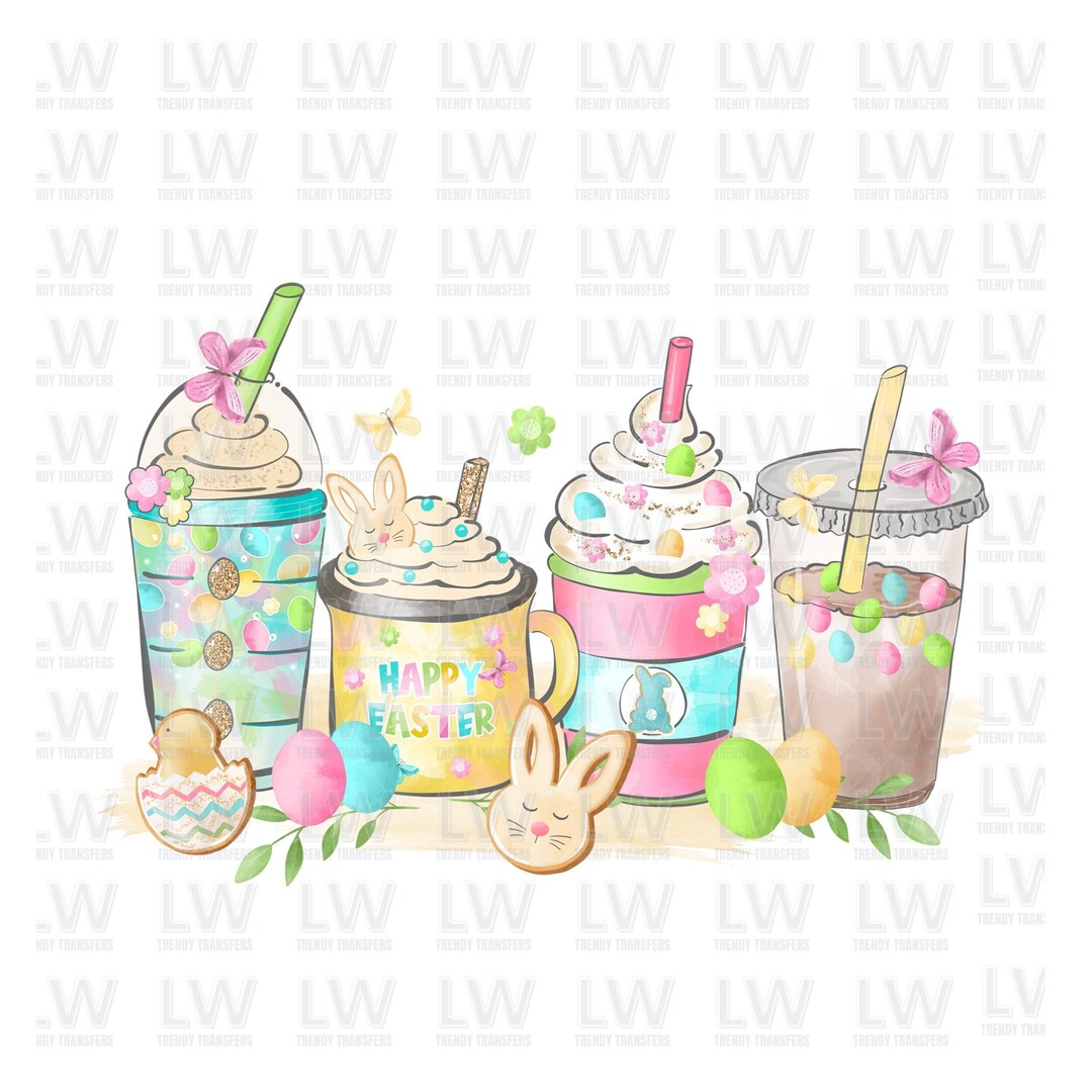 Happy Easter Latte, Ready to Press DTF Transfer, Ready to Ship Easter ...