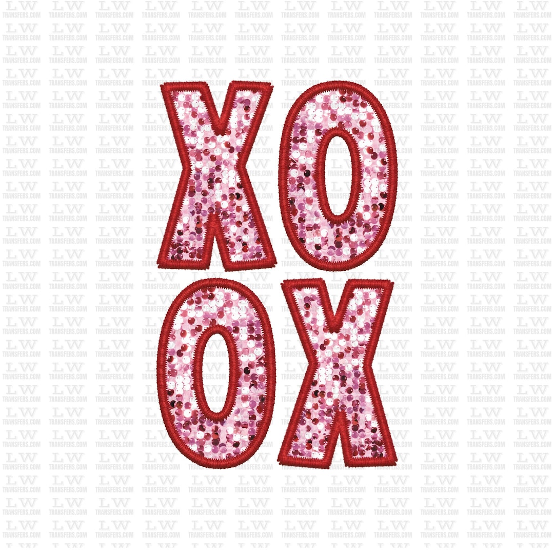 Pink XOXO Sparkly Faux Sequins Valentines Day, DTF Transfers Ready to Press, Direct to Film ...