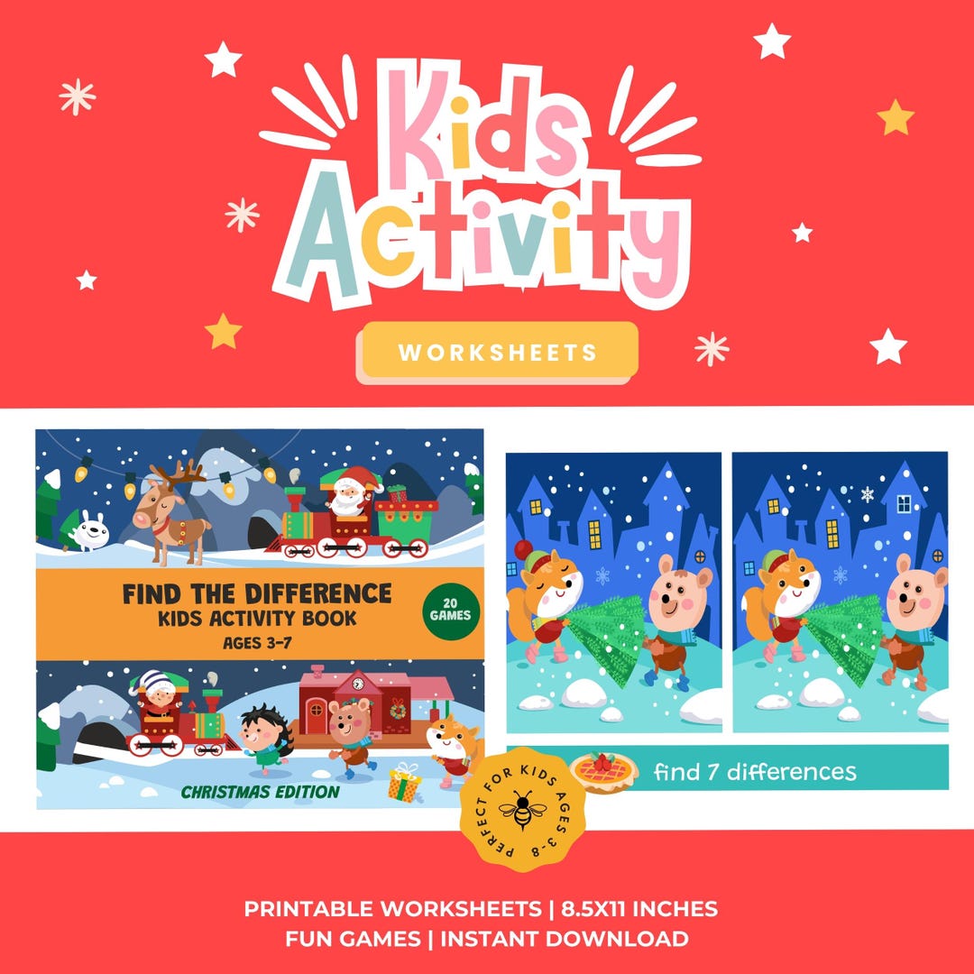 Christmas Find the Difference Game | Kids Visual Activity (instant ...