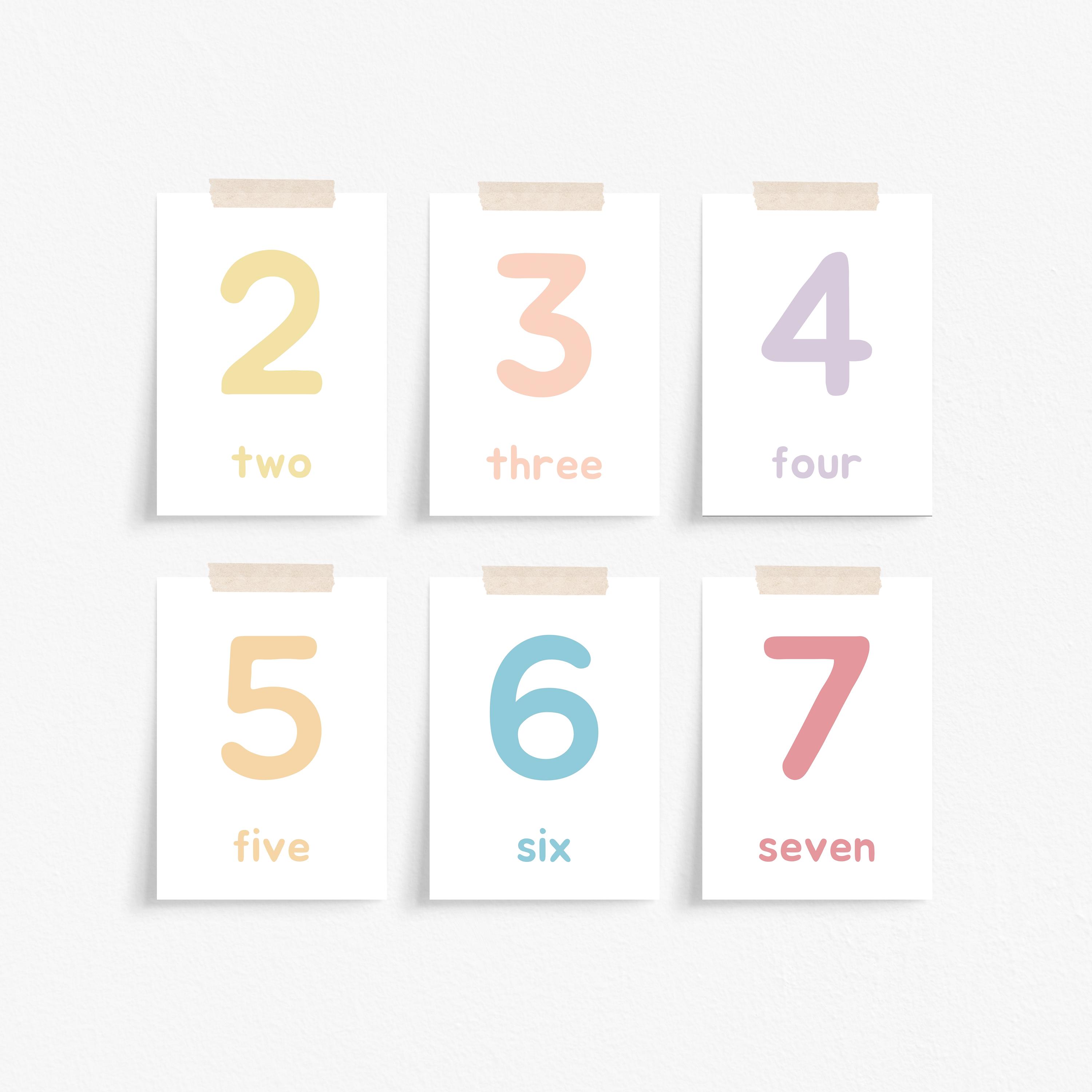 Pastel Numbers and Shapes Flashcards: Montessori Learning (digital ...