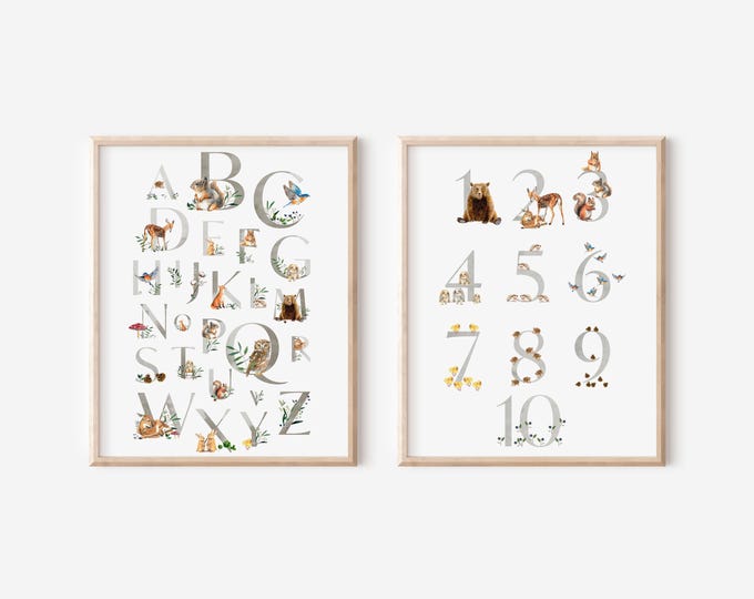Woodland 123 Poster, Woodland Numbers Print, Woodland Nursery ...