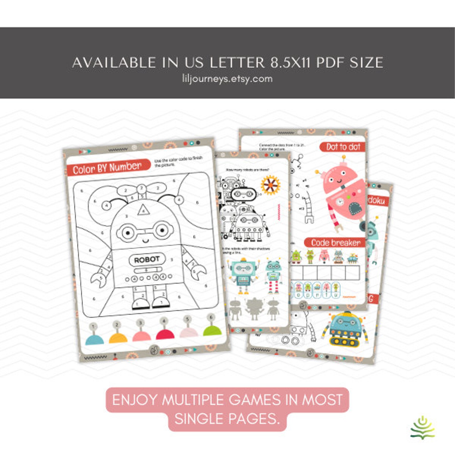 Children Activity Pages Robot Games for Kids Learning Games Pages ...