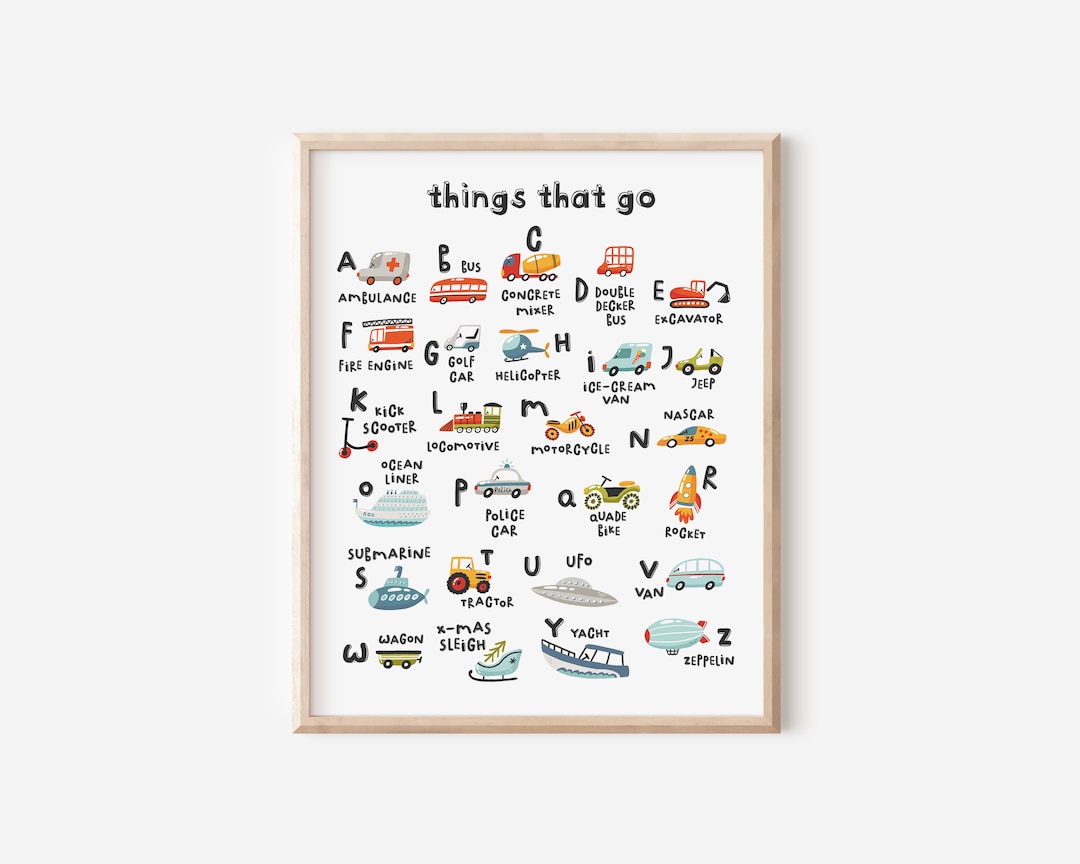 Transport Alphabet Print Vehicles ABC Print Boy Playroom Wall Art Boy ...
