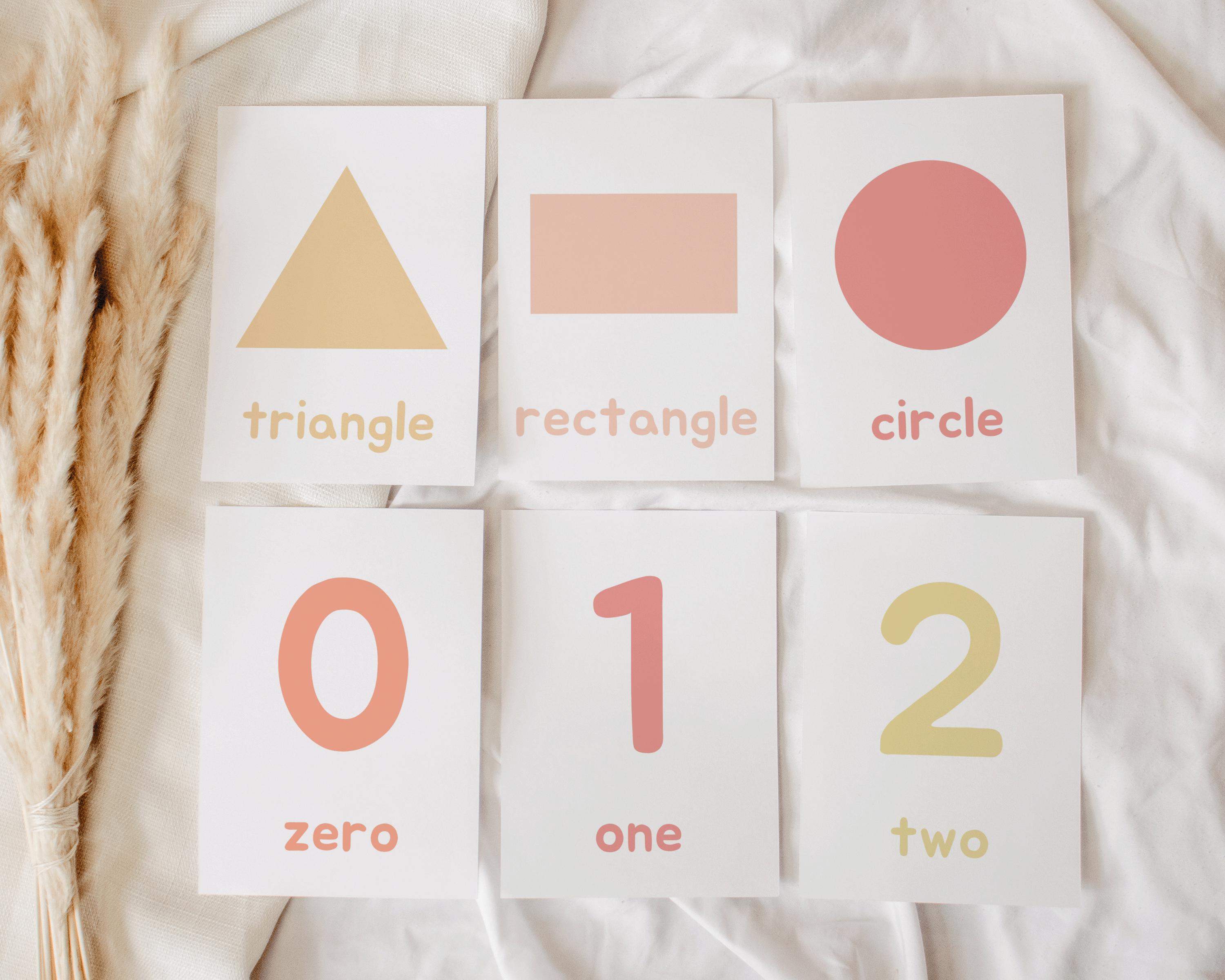 Pastel Numbers and Shapes Flashcards: Montessori Learning (digital ...