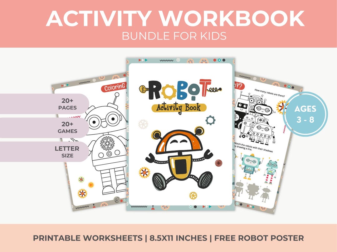 Robot Activity Book: Puzzles, Coloring Pages, Games (ages 4-8) (PDF ...