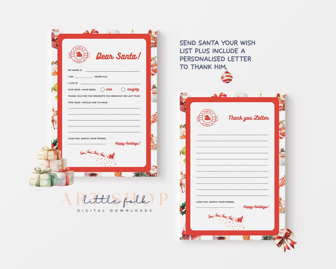 Letter to Santa Printable Kids Christmas Letters Kids - Etsy Portugal