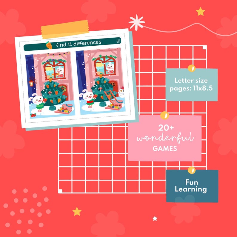 Christmas Find the Difference Game | Kids Visual Activity (instant ...